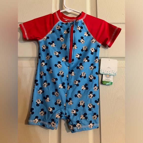 Disney | Swim | Disney Baby Bathing Suit Mickey Mouse Zips And Snaps ...